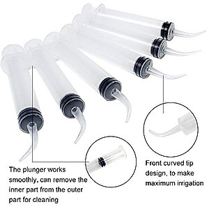 DEPEPE Dental Syringe 8pcs 12cc Disposable Curved Syringe Irrigation Syringe with Curved Tip for Oral Dental Care, Tonsil Stones Removing, Lab, Feeding Small Pet, Glue (No Measurement,8)