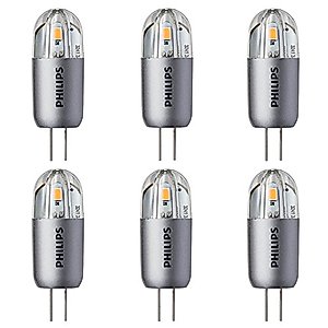 Philips LED T3 Capsule Non-Dimmable 12-Volt Accent Light Bulb: 105-Lumen, 3000-Kelvin, 1.2-Watt (10-Watt Equivalent), G4 Base, Bright White, 6-Pack