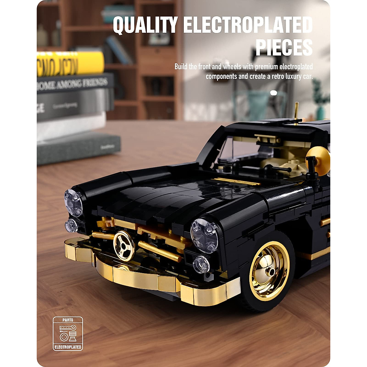 Nifeliz Retro Sports car 400SL MOC Building Blocks and Construction Toy, Adult Collectible Model Cars Set to Build, 1:14 Scale Sports Car Model,NEW2021 (886 Pcs)
