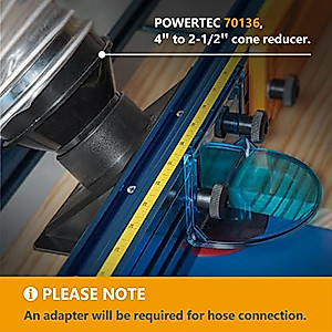 POWERTEC 71733 Full Size Router Bit Guard Kit with Router Table Dust Port | 2.5” ID x 6.5” Dust Collection Adapter