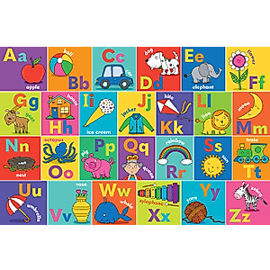 PETER PAUPER PRESS The Alphabet Jumbo Floor Puzzle - Fun and educational puzzle with upper and lowercase letters, first words and pictures. (24 Pieces) (36 inches wide x 24 inches high)