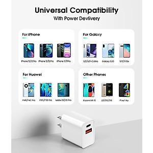 UDATSON 20W USB-C PD Power Delivery Charger, 2 Pack Type C Fast Charging Adapter for Apple Watch Series 9, iPhone 15, 14 Pro Max, AirPods, iPad