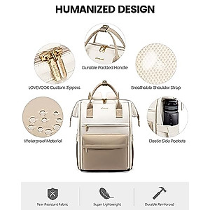LOVEVOOK Laptop Backpack for Women Teacher Nurse Bag, 15.6 Inch Womens Work Bags, Waterproof Travel Backpack Purse, Business Computer Laptop Bag with USB Port