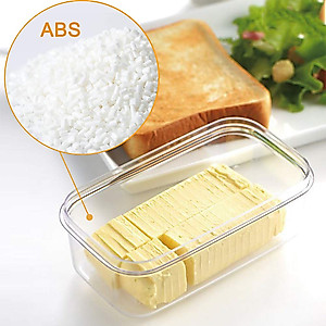 Plastic Butter Dish, Covered Butter Dish with lid, Plastic Butter Keeper with Cutter for Easy Cutting, Small Butter Container for Two 3.5oz Sticks Butter