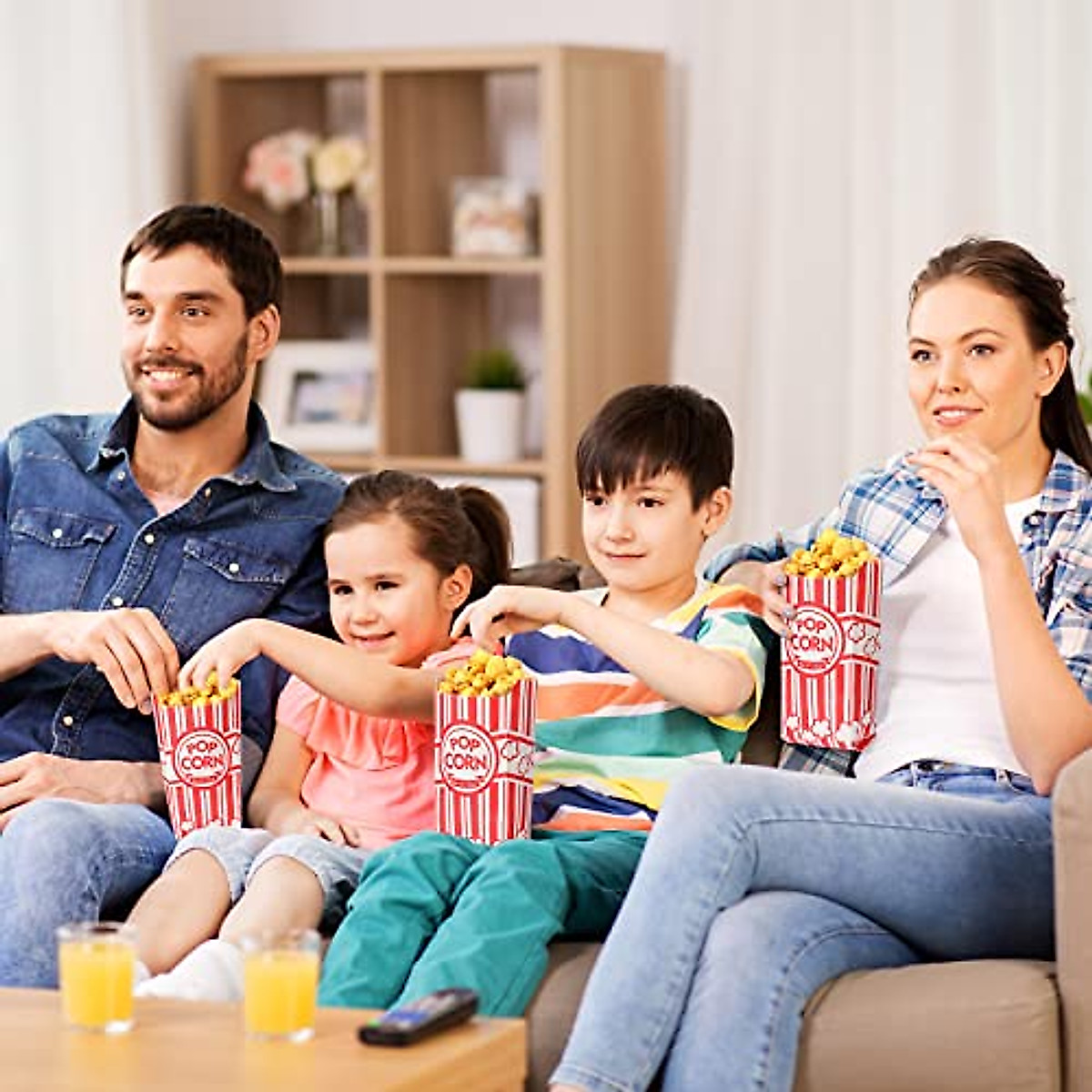 300 Pieces Paper Popcorn Bags 1 Oz Popcorn Container Red and White Concession Stand Supplies Movie Theme Party Supplies Popcorn Holder