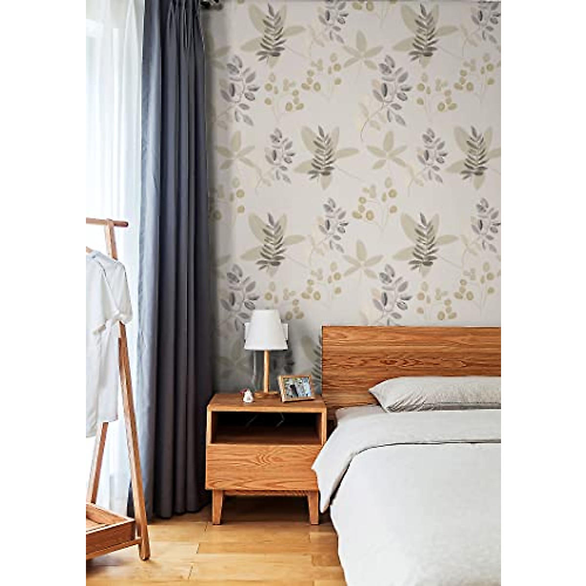 KAMTAIVOY 17.3in x 78.7in Peel and Stick Wallpaper Beige White Floral Contact Paper Removable Self-Adhesive Waterproof Flower Wallpaper Wall Mural Decoration for Bedroom Living Room