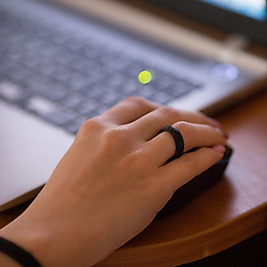 5starzz Premium Quality Silicone Wedding Ring for Women, Thin, 6mm Wide, Set of 3, Black, Grey, Ocean Blue, Size 8