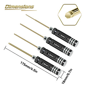Speedybee RC Hex Driver Kit: 4pcs RC Tools Set 1.5mm 2.0mm 2.5mm 3.0mm Screw Driver for FPV Drone Quadcopter RC Car Helicopter Models Titanium-Coated Driver Head