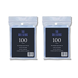 TCG Collectors Clear Card Sleeves for Standard Size Trading Cards (200 Count) - 2.6" x 3.6" inches