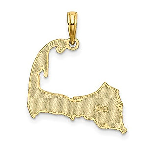 14k Yellow Gold Travel Charm Pendant, Mini Cape Cod Map Silhouette