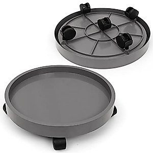 Coadura Plant Caddy with Wheels 14 Inch - 2 Pack Plant Caddy on Wheels Heavy Duty,Plant Dolly Plant Tray with Wheels Planter Caddies Indoor/Outdoor, Grey
