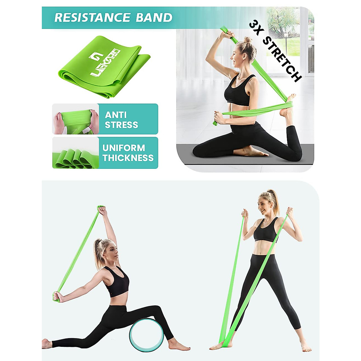 Yoga Wheel Set of 3, Back Roller for Back Pain Relief, Stretching, Multifunctional Back Wheel Improve Flexibility, Strength & Backbends, Deep Tissue Massage, Size 13"/10.5"/6.5''