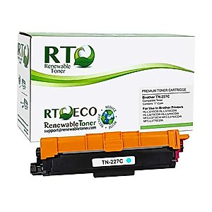 Renewable Toner TN227 Compatible Toner Cartridge High Yield Replacement for Brother TN-227 TN227 TN-227C TN227C HL-L3270 L3210 L3230C L3290 MFC-L3710 L3750 L3770 (Cyan)