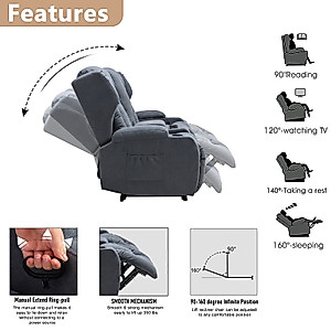 OBBOLLY Home Theater Seating | 67" RV Recliner Loveseat | Double Recliner RV Sofa & Console | RV Recliners | RV Theater Seating | RV Theater Seats | Recliner Couch, Manual Recliner Chair