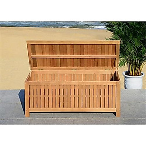 SAFAVIEH PAT7037A Outdoor Collection Abri Teak 47.63" Cushion Deck Box