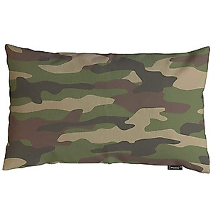 Swono Camouflage Seamless Pattern Throw Pillow Cover Classic Style Masking Camo Repeat Print Cotton Linen Decorative Rectangular Pillowcase for Sofa and Bed Couch 12"X20"