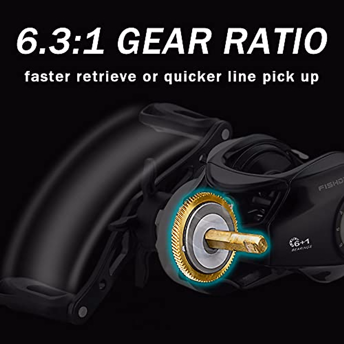 Fishdrops Baitcasting Reels Light Weight & Smooth, 12.12 LB Max Drag, Classic Gear Ratio 6.3:1 Low Profile Baitcaster, 6+ 1 Ball Bearings Anti-Corrosion Baitcasting Fishing Reel