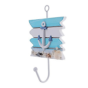Jili Online Beach Themed Wall Hooks Towel Hat Coat Hangers Rustic Wall Nautical Decorative Hangers - Anchor, 16.5 x 11cm