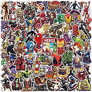 Superhero Stickers for Water Bottles Waterproof,100pcs Laptop Stickers for Boys Kids Teens Adults,Vinyl Bumper Stickers for Skateboard Luggage Guitar Motor Bike Car Decal Cool Party Favors