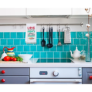 WaaHome Mom Kitchen Towel, Mothers Day Mom Gifts from Daughter Son, Funny Mom Dish Towel Dishcloth Hand Towels for Mom's Kitchen, Mothers Day Birthday Gifts for Mom from Daughter Son Kids