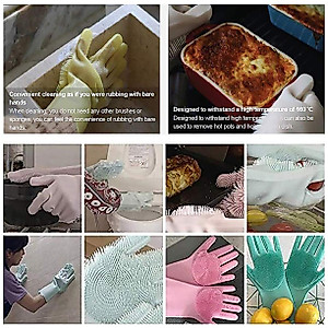 Magic Dishwashing Cleaning Sponge Gloves Reusable Silicone Brush Scrubber Gloves