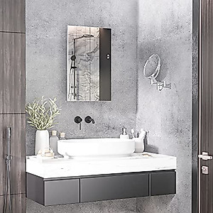 kleankin Recessed Medicine Cabinet with Mirror, Bathroom Mirror Cabinet Wall Mounted with Single Door and Storage Shelves, White