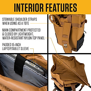 Carhartt Nylon Convertible Tote, Water-Resistant Cinch-Top Backpack, Black, One Size