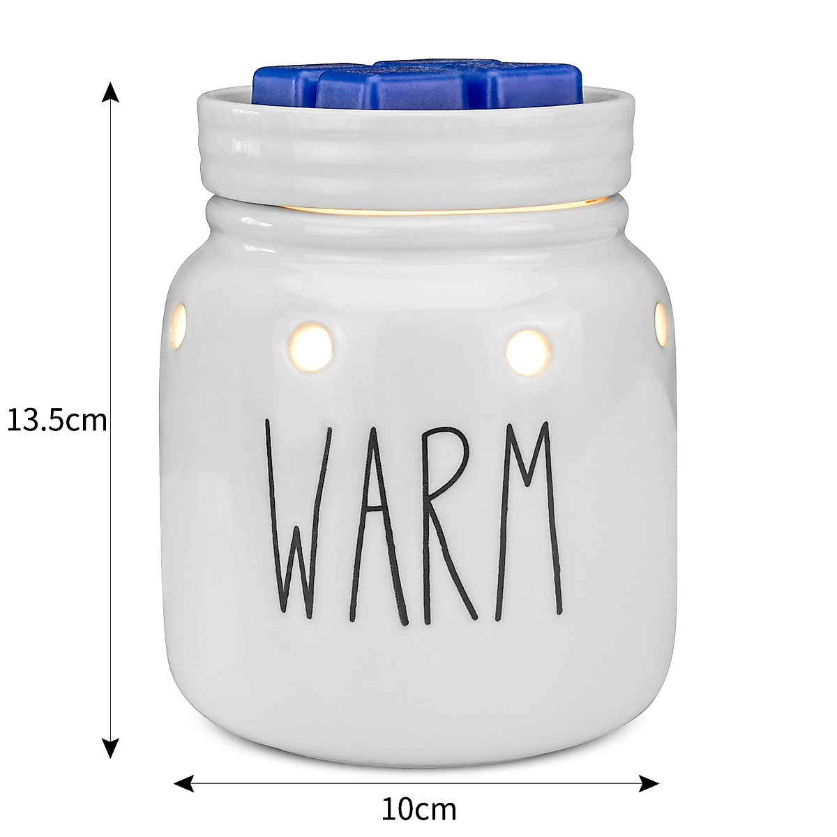 STAR MOON Rae Dunn Wax Warmer Wax Melt Warmer for Rae Dunn Inspired Decor Mason Jar Wax Warmer with Removable Dish, One More Bulb, Home Fragrance Home Decor, Glossy White (Warm)