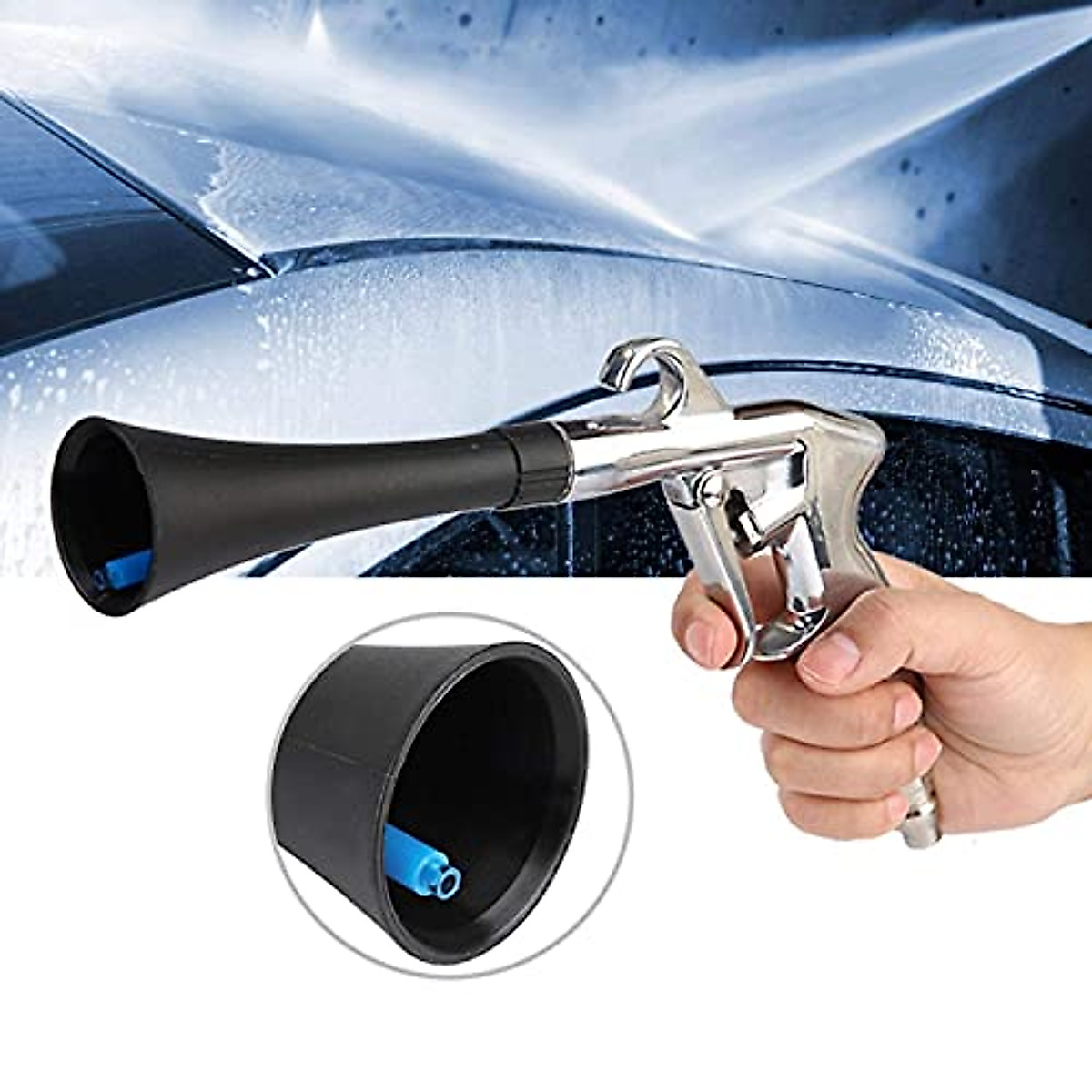 Cleaning Gun, Yctze Car Cleaning Gun Automobile Cleaning Machine Car Wash Tools High Pressure Automobile Interior Cleaning Gun Air Pulse Car Wash Tools(Trumpet Head) Horn Head) Car Cleaning Air Gun
