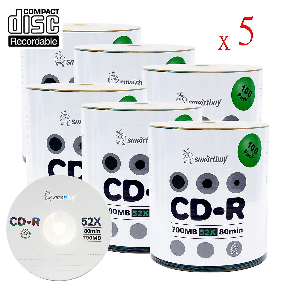 Smartbuy 3000-disc 700mb/80min 52x CD-R Logo Top Blank Data Recordable Media Disc