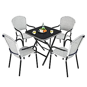 ZHYH Set of 4 Patio Dining Chairs with Stackable arms no Assembly Required