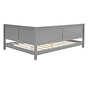 Full Size Daybed Wood Sofa Bed, LostCat Sofa Bed Frame with Wood Slat Support Solid Wood Full Size Daybed Wood Day Bed Frame for Adults Bedroom Living Room, No Box Spring Required, Gray