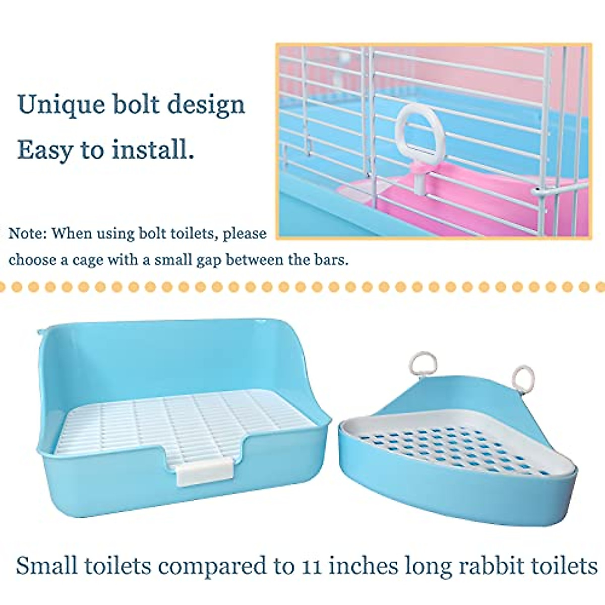 Hamiledyi Guinea Pig Potty Trainer Corner, Small Animals Triangle Plastic Litter Box, Bedding Litter Box Pee Pan Tray Toilet for Hamster Gerbil Bunny Ferret Chinchilla Hedgehog (Blue)
