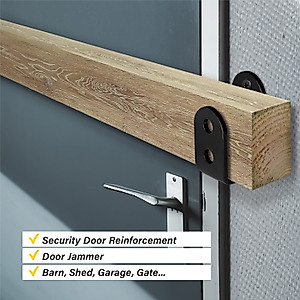 2x4 Door Barricade Bracket Heavy Duty Open Bar Security Holder Bracket Security Bar Door Stopper Fits 2x4 Boards Lumber Door Jammer and Tool Hanger for Your Home Barn Shed Garage Gate (Black-Set4-M2)