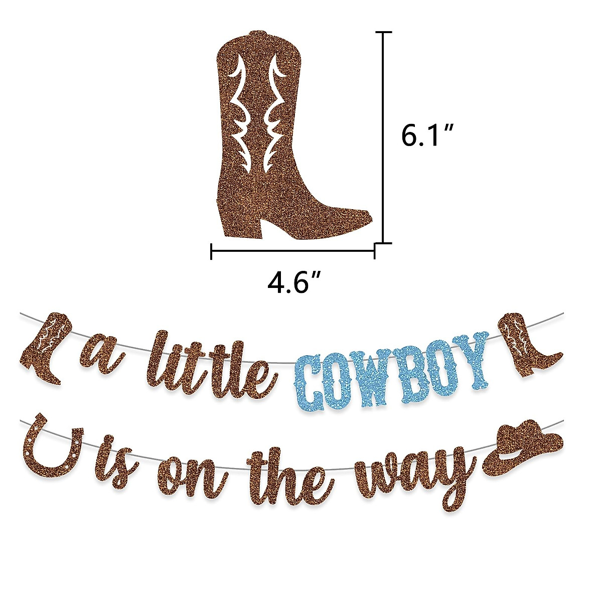 Cowboy Baby Shower Decoration A Little Cowboy Is On The Way Banner Western Boots Hats Backdrop Blue
