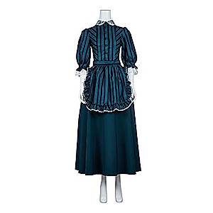 BYHai The Haunted Mansion Maid Costume Cosplay Cast Members Costume Dress Outfit with Apron Headband for Women L, Green, Large