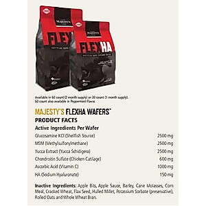 Majesty's Flex HA Wafers - Superior Performance Horse/Equine Joint Support Supplement - HA, Vitamin C, Yucca, Glucosamine (Peppermint, 2 Pack(120 Count Total))