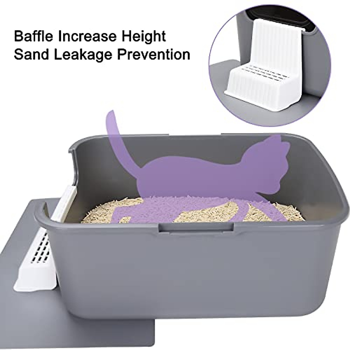 RIZZARI Cat Litter Box with Lid, Increased Entrance Height, Top Entry Enclosed Litter Box with Door, Easy to Install, Suitable for Cats up to 7.5 lbs (Gray,Small)
