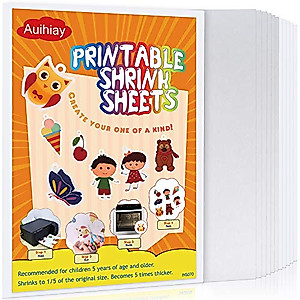 Auihiay 12 Pieces Printable Shrink Plastic Sheets, Shrink Films Papers for Mothers Day Gifts Kids Creative Craft, 6 White and 6 Semitransparent, 8.3 x 11.6 inch / 21 x 29.5 cm