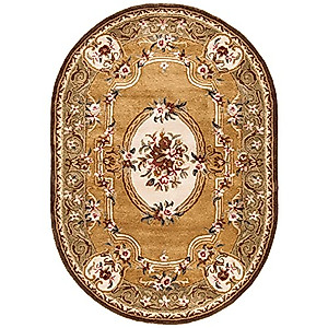 SAFAVIEH Classic Collection 4'6" x 6'6" Oval Light Gold / Green CL280A Handmade Traditional Oriental Premium Wool Area Rug