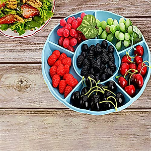 Frcctre 20 Pack 6 Sectional Round Plastic Appetizer Serving Platter, 12 Inch Disposable Divided Snack Serving Platter Food Tray Nut and Candy Serving Platter Veggie Fruit Dish Platter