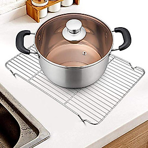 P&P CHEF Baking Rack Cooking Rack Set of 2-16.6''x11.6 Stainless Steel Wire Cooling Drying Roasting Rack, Fits Half Sheet Cookie Pans, Commercial Quality, Oven & Dishwasher Safe