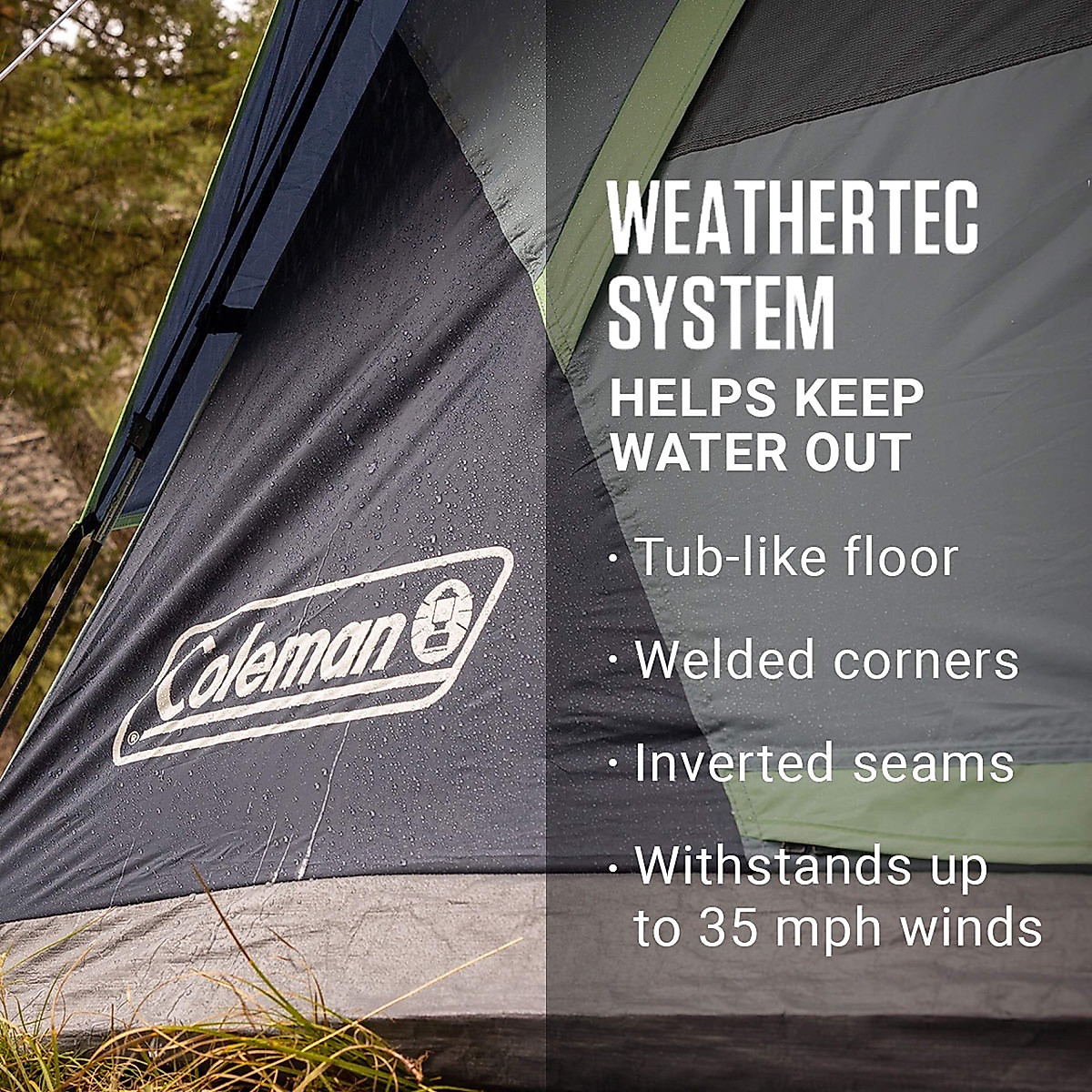 Coleman Skydome Family Camping Tent with Dark Room and Quick Pitch Technology, Weather-Resistant, Extra Storage and Outdoors Ventilation, Fits 4/6/8/10 Persons