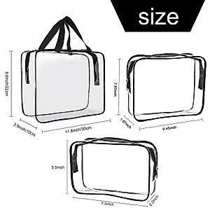Clear Toiletry Bag Quart Size Bag Travel Makeup Cosmetic Bag PVC Toiletries Cosmetic Pouch for Women Men 3PCS (L+M+S)