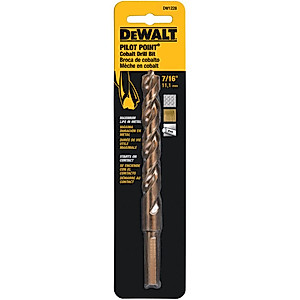 DEWALT DW1228 7/16-Inch Cobalt 3/8-Inch Reduced Shank Split Point Twist Drill Bit