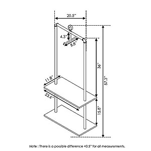 FURINNO Wyatt 2-Shelf Retro Garment Rack, Antique Espresso