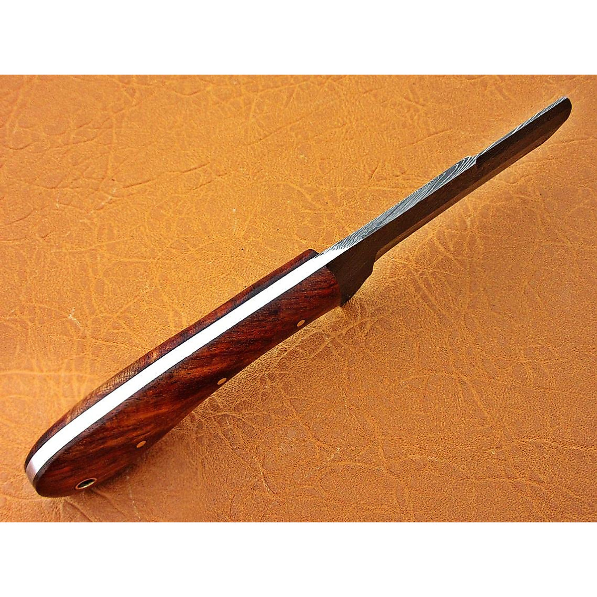 Black Smith Custom Knives DM-BC-01 Handmade Damascus Steel Bull Cutter Cowboy hunting castration and skinning knife, 8" Rose Wood Handle, Fixed Blade EDC Knife With Leather Sheath