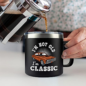 Old Man Gifts for Dad Im Not Old Im Classic Tumbler Funny Mugs for Dad Mugs for Men Gifts for Older Father Mens Birthday Gift Ideas Retirement Coffee Mug for Men 14oz Stainless Steel Tumbler With Lid