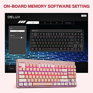 DeLUX 80% Wireless Mechanical Keyboard - RGB Backlit, Hot Swappable 89 Keys, US Layout, Linear, Quiet Yellow Switches, PBT Keycaps - Multi-Device Gaming (KM18-Pink)