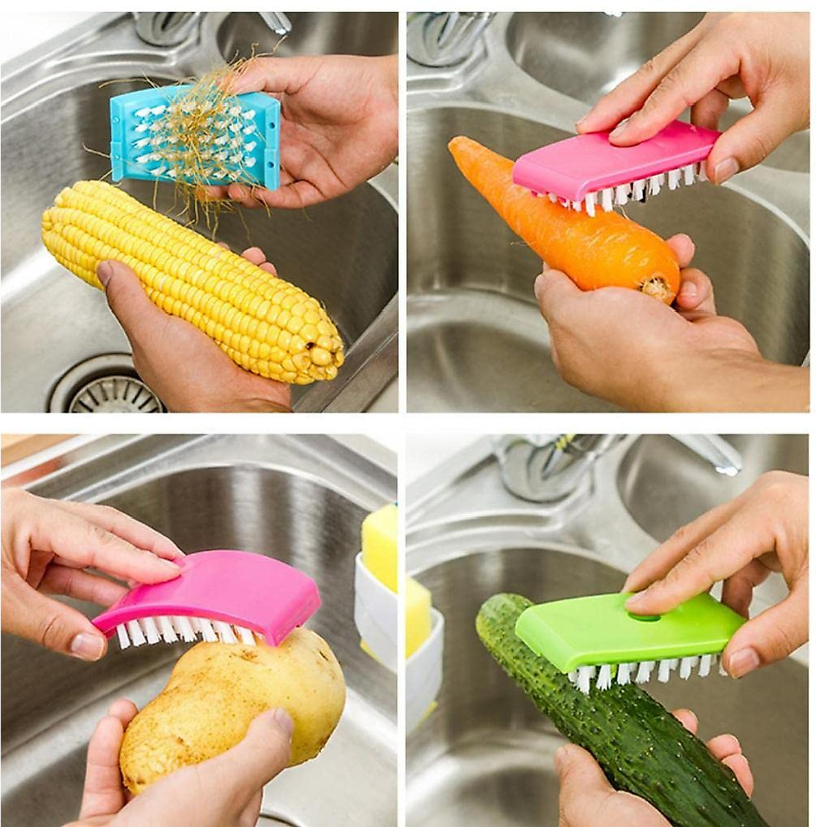 TOSSPER 1 Set Cutlery Cleaner Silverware Scrubber for Inside The Sink Utensil Scrubber with Suction Cups, Blue